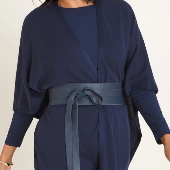 Chico's | Accessories | New Chicos Navy Blue Obi Leather Suede Wrap ...